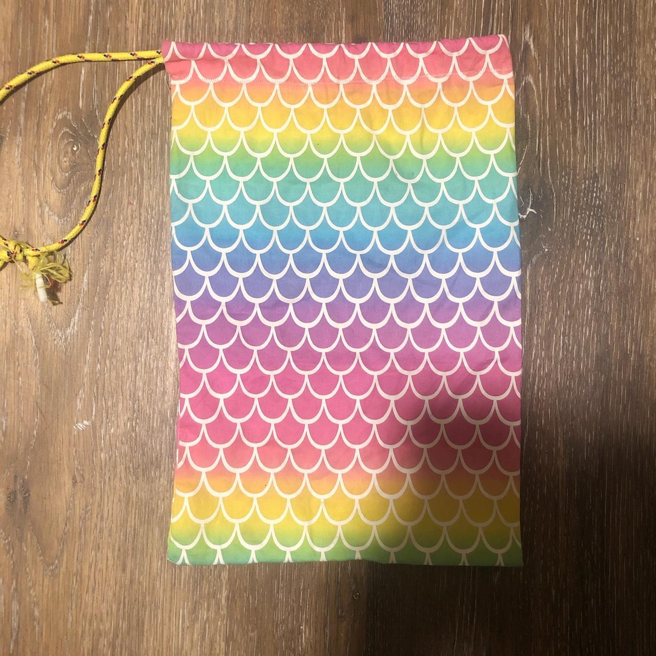 rainbow fish scale large drawstring bag!... - Depop
