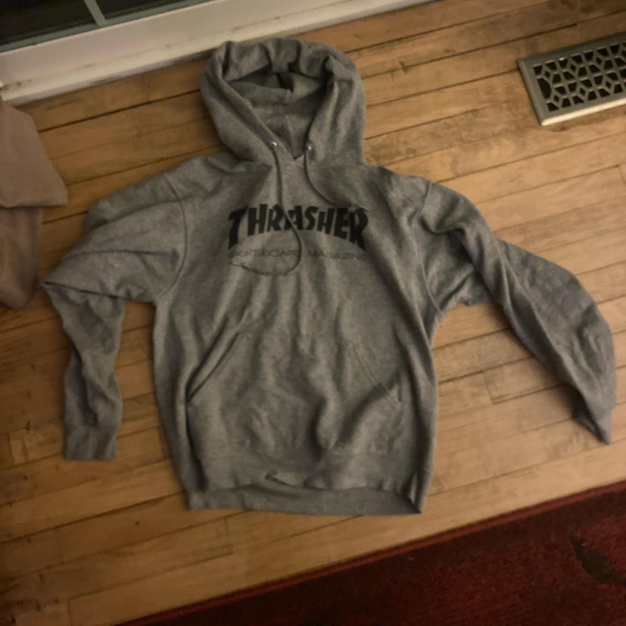 Medium grey Trasher hoodie - Depop