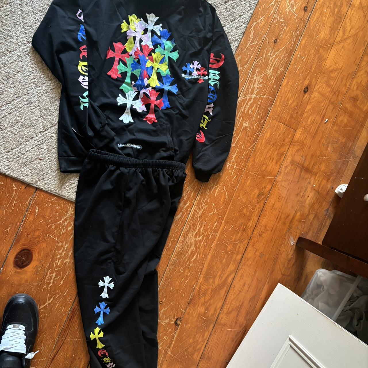 Rainbow chrome hearts tracksuit #chromehearts - Depop