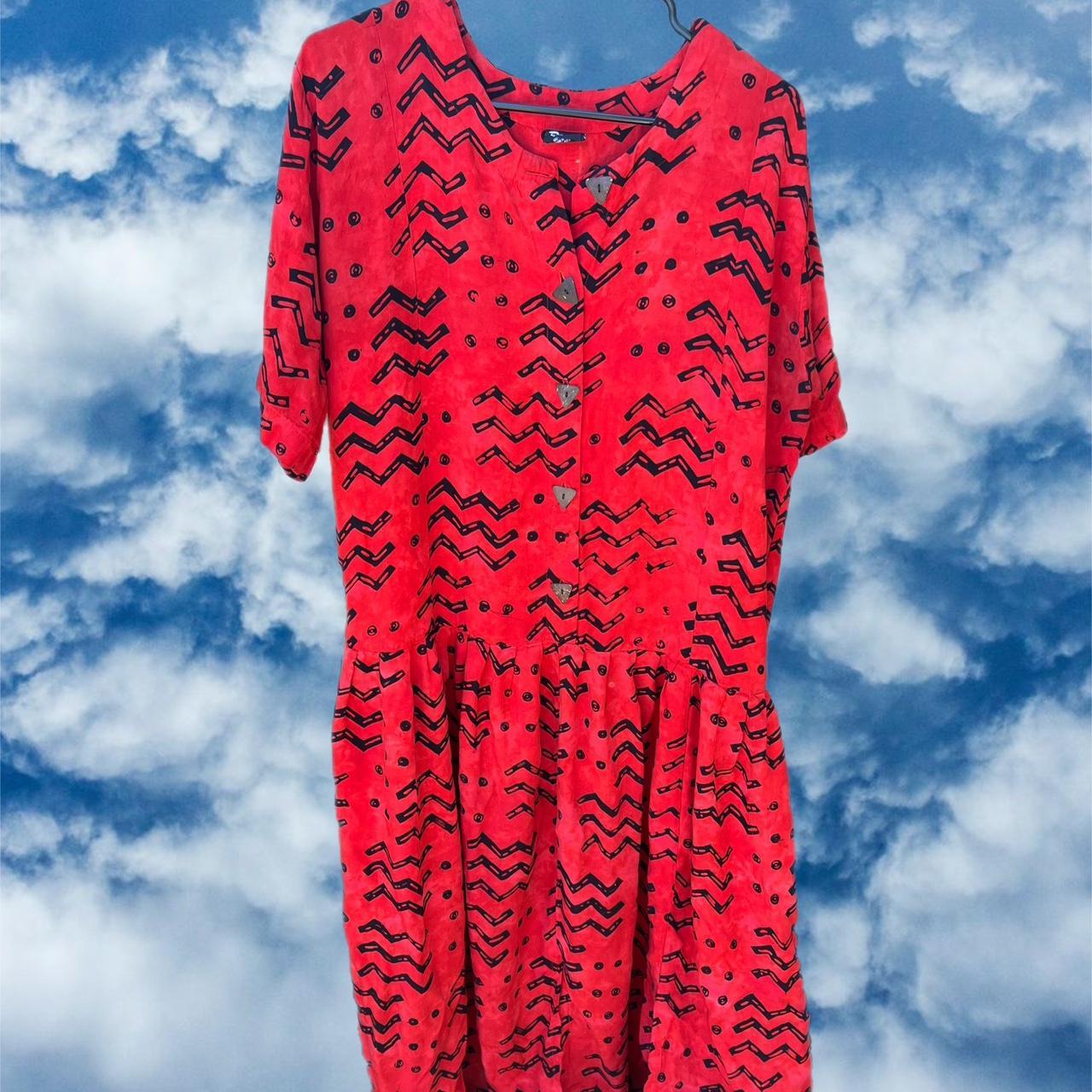 VINTAGE 80s DRESS Super cool red vintage 80s drop... - Depop