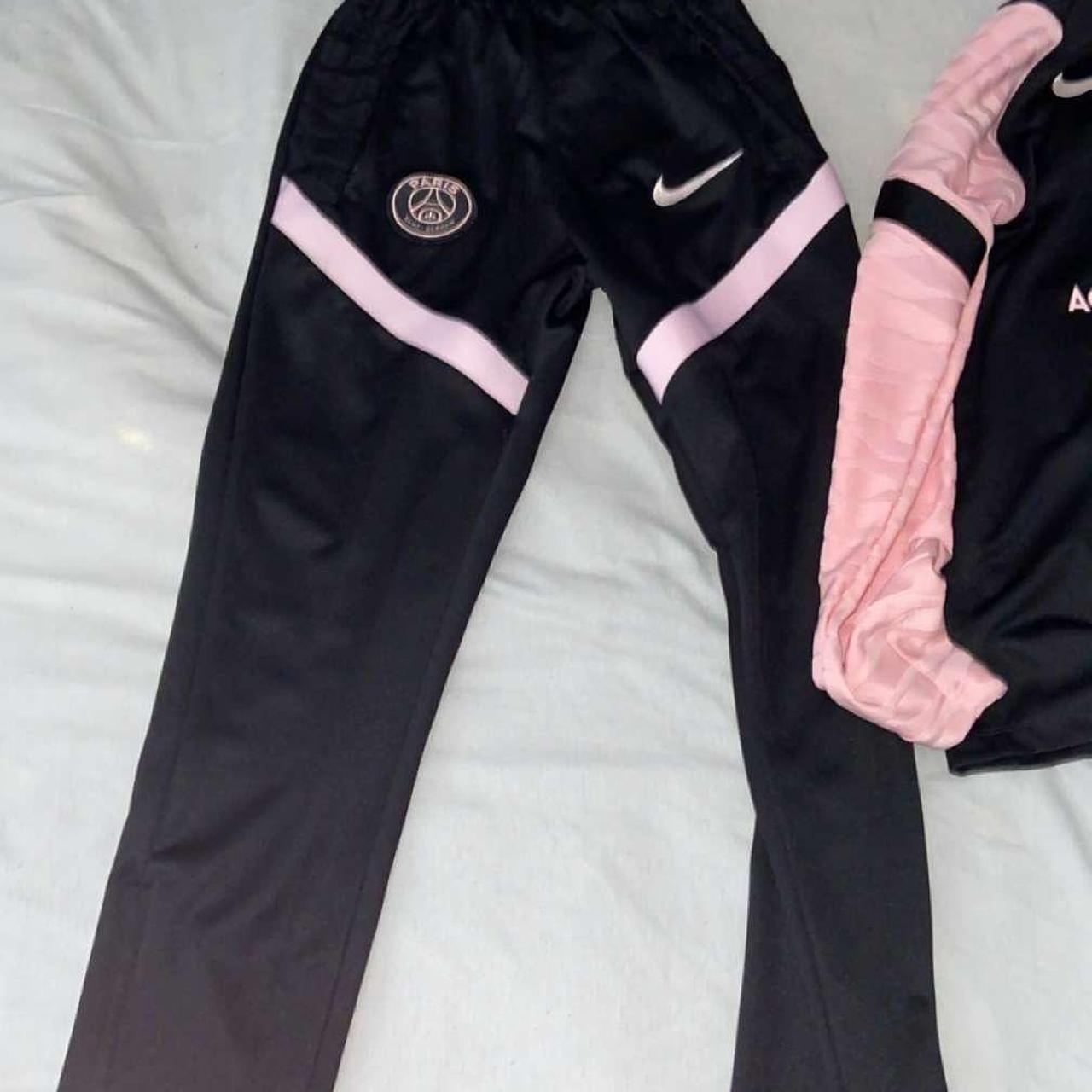 psg tracksuit black and pink 13-14 fits small mens - Depop