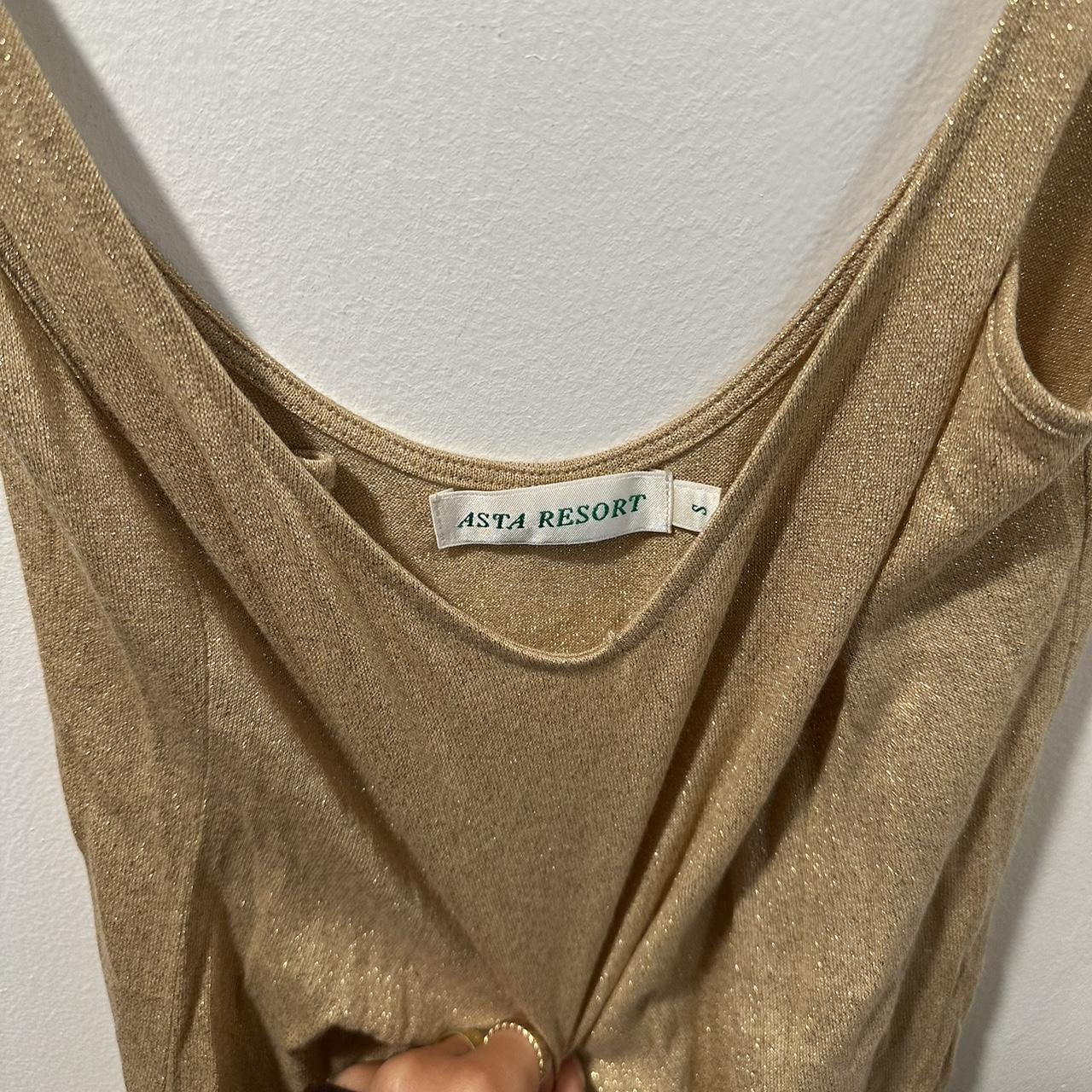 Asta resort gorgeous gold mini dress size small... - Depop