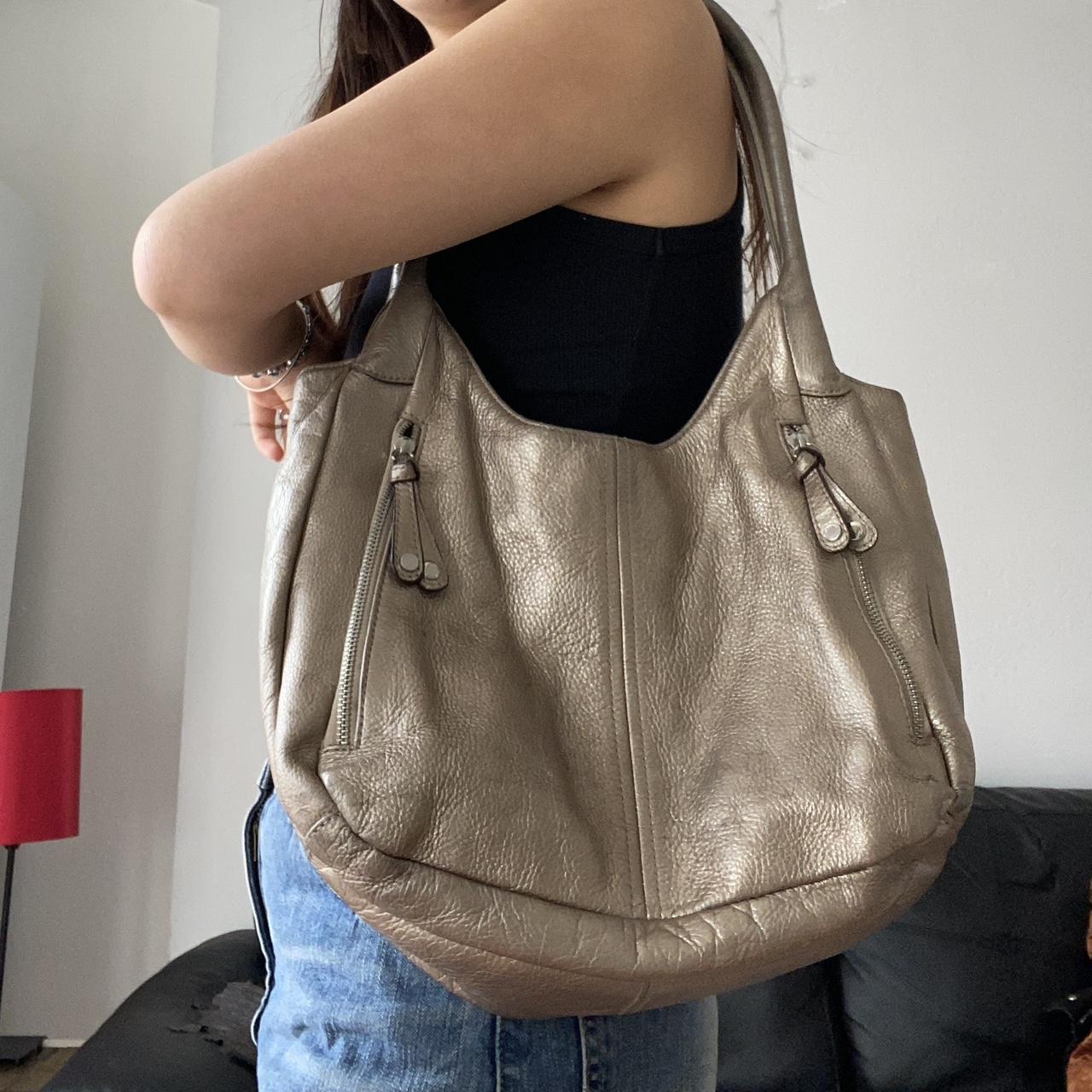 Gold bronze metallic y2k handbag From... - Depop