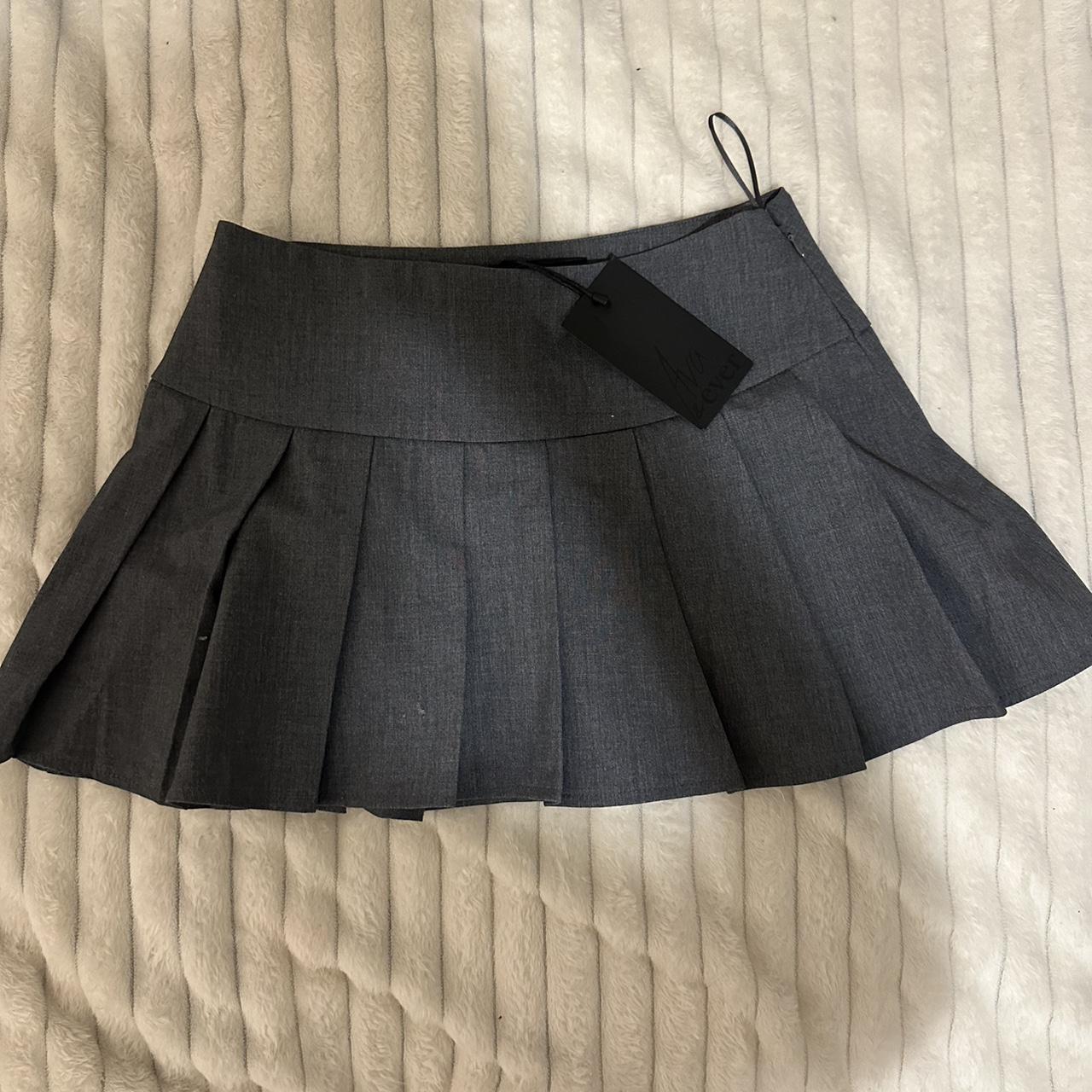 Ava&Ever - Grey pleated mini skirt #miniskirt - Tag... | Depop