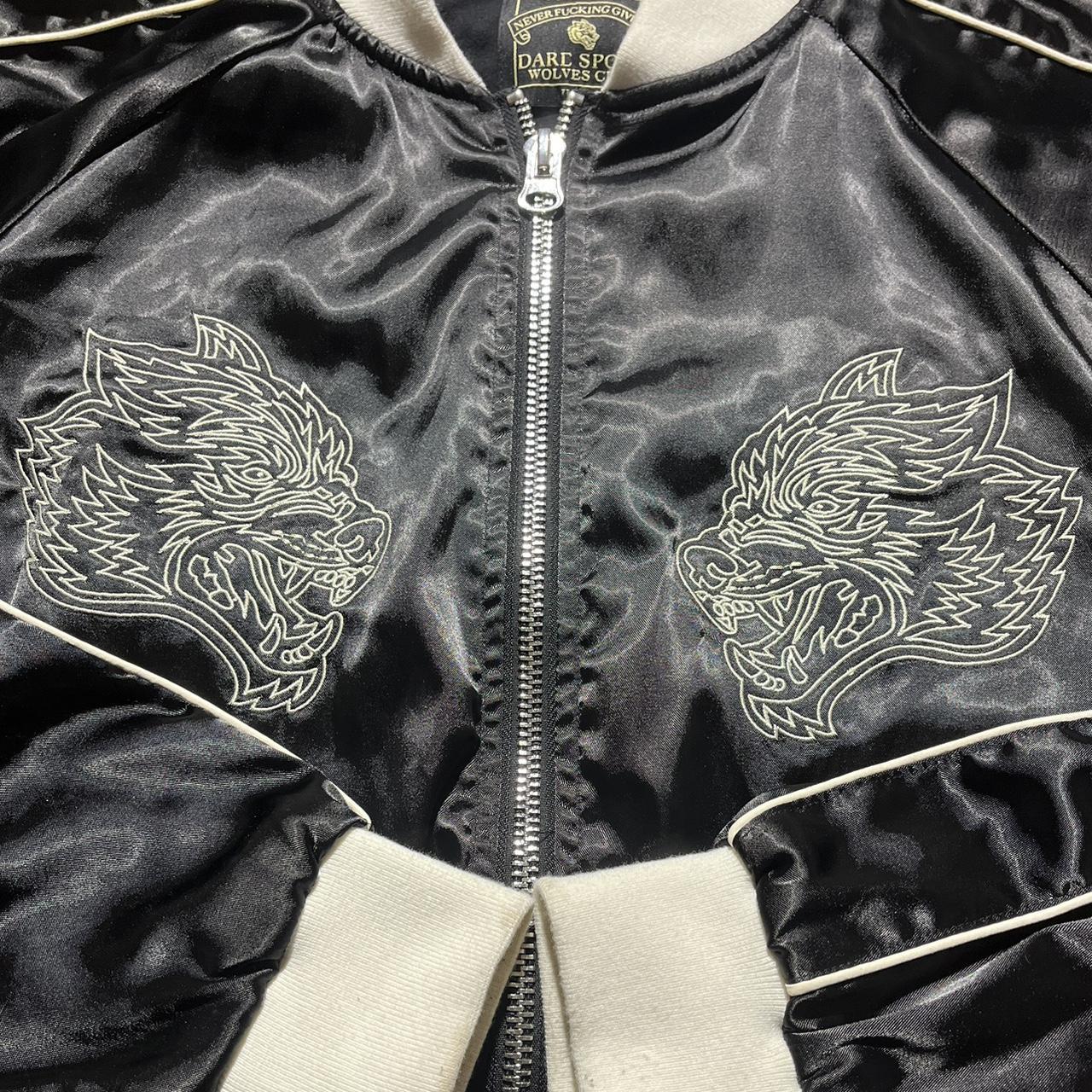Darc Sport Wolves Satin Bomber Jacket RARE 77 of... | Depop