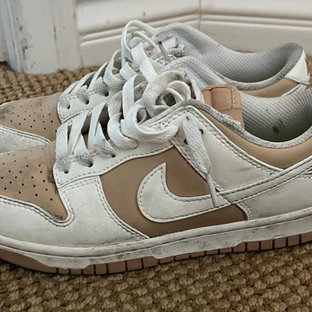 Nike Dunks, Brown and White - Depop