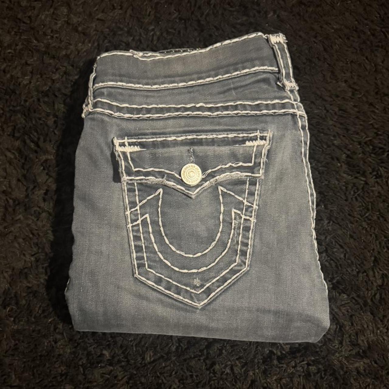 Dark Grey, White Stitch Truey Jeans Ricky Relaxed... | Depop