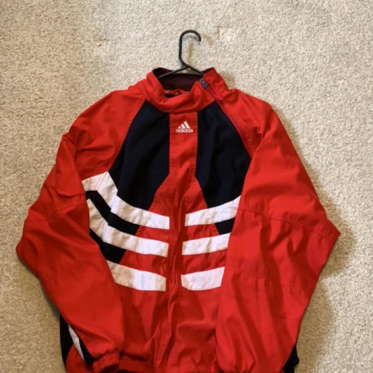Vintage adidas predator jacket with shoulder zip and... - Depop