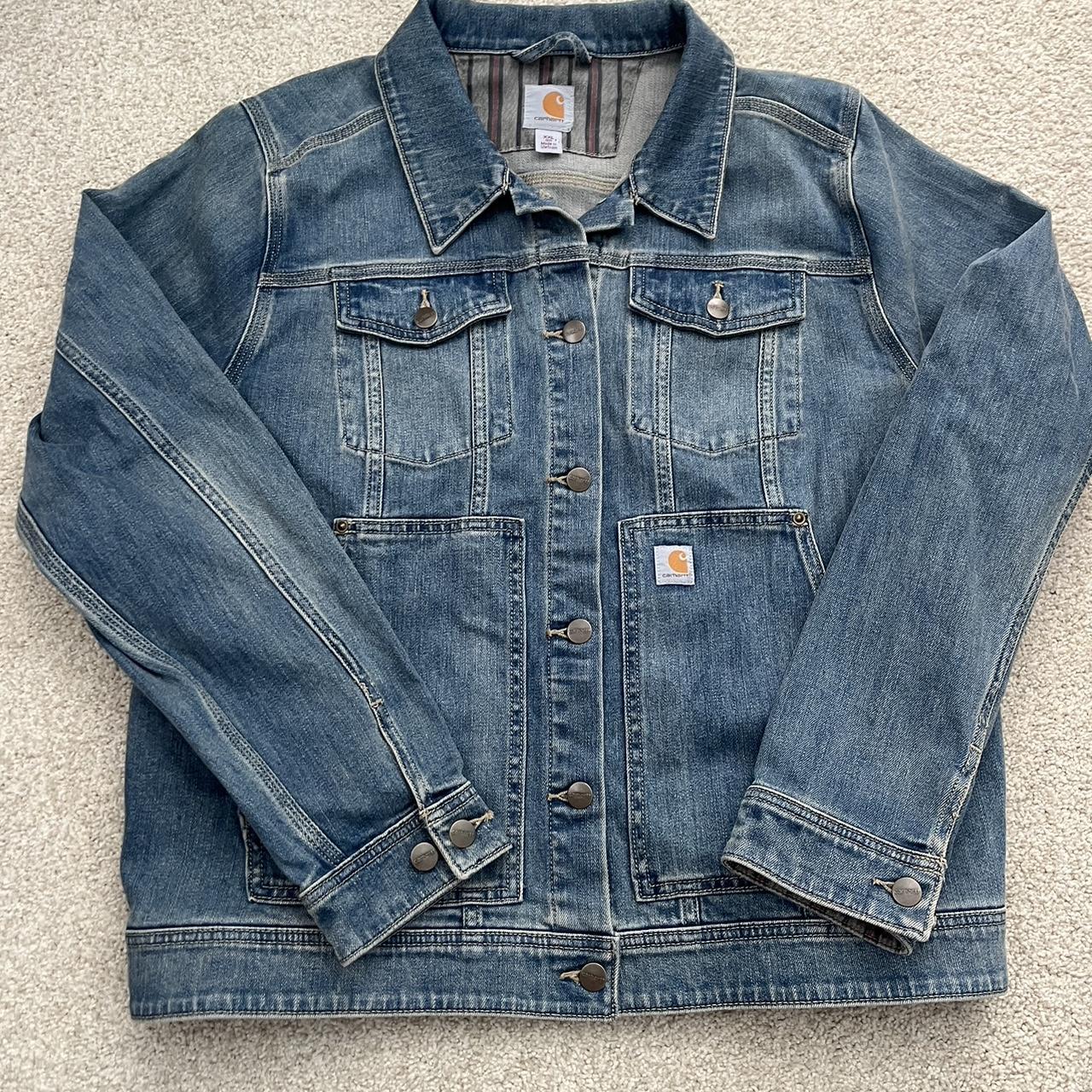 Denim carhartt jacket button up - Depop