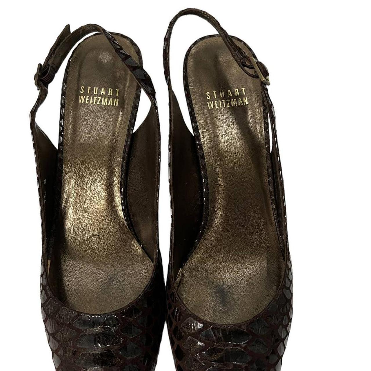 Stuart Weitzman Snake Embossed Leather Sling Back... - Depop