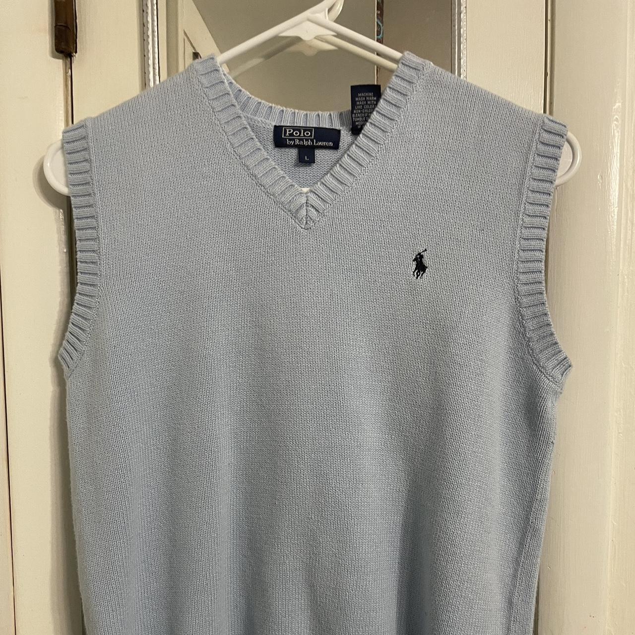 polo ralph lauren baby blue vest very cute! selling... - Depop