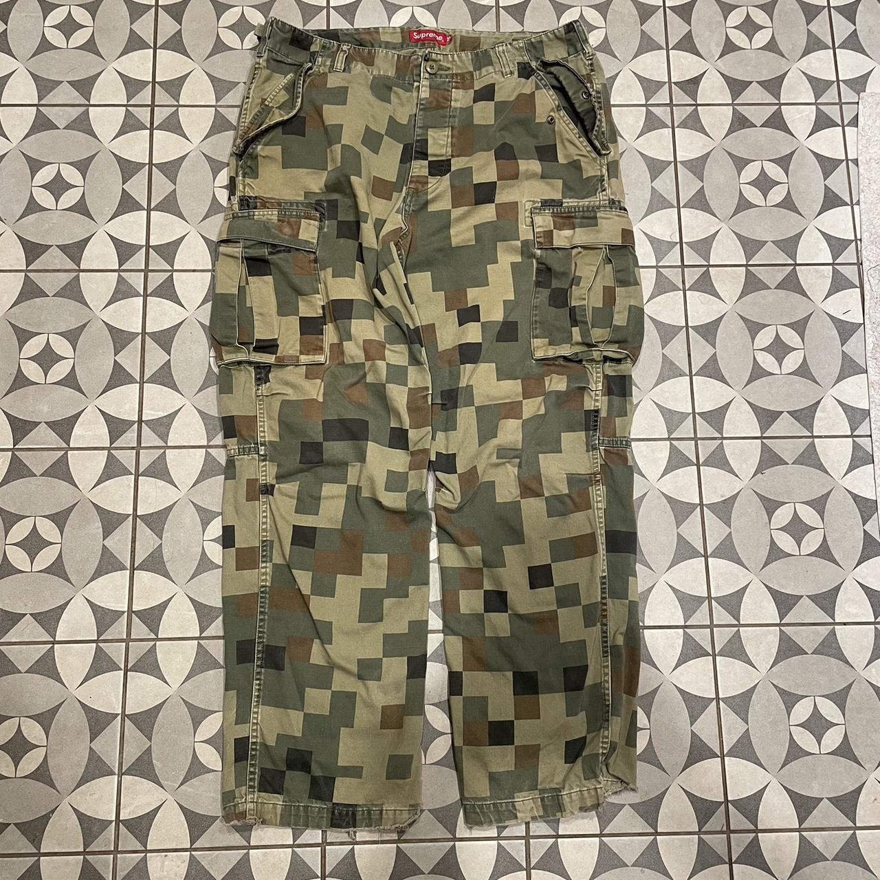OPEN FOR TRADES Rare supreme square camo cargo... | Depop