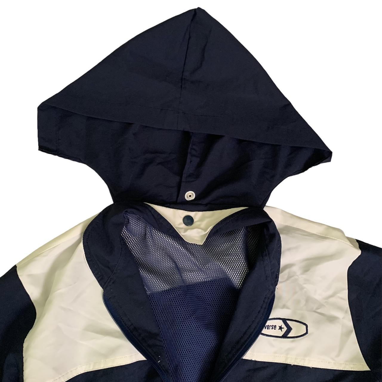 navy blue and white converse windbreaker zip up... - Depop
