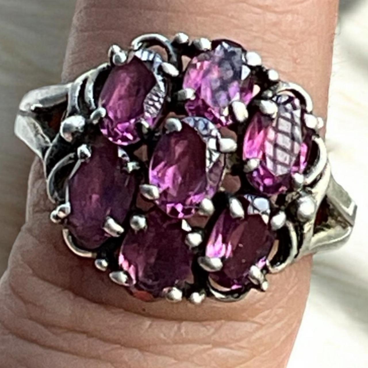 QVC Raspberry Rhodolite Garnet cluster sterling... | Depop