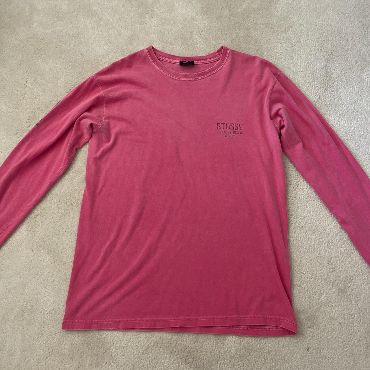 Pink Stussy skull longsleeve t shirt #stussy... - Depop