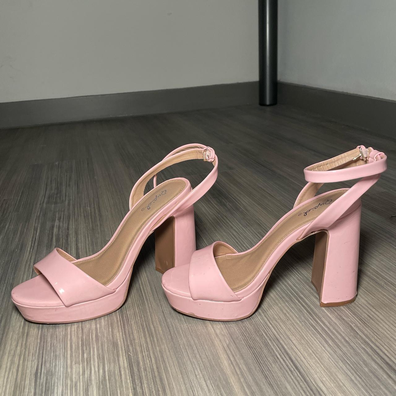 Light pink heels with a chunky heel Size... - Depop