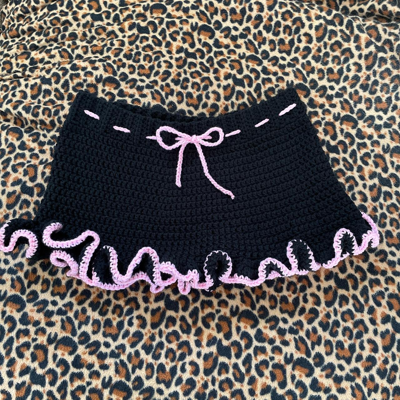 Super Cute Crochet Skirt With Pink Ruffles Handmade Depop