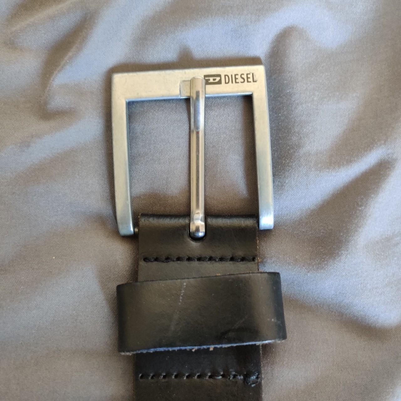 Diesel Red Tag Women's Black and Silver Belt | Depop