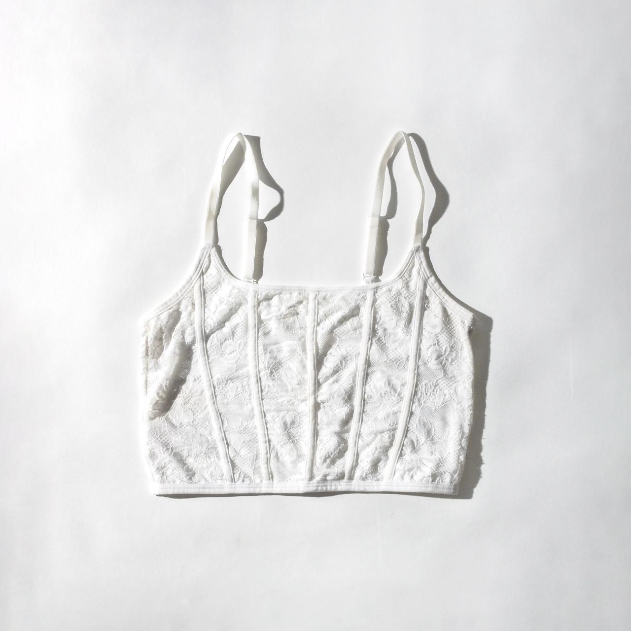 White Lace Bra Top size small fits true to size worn... - Depop