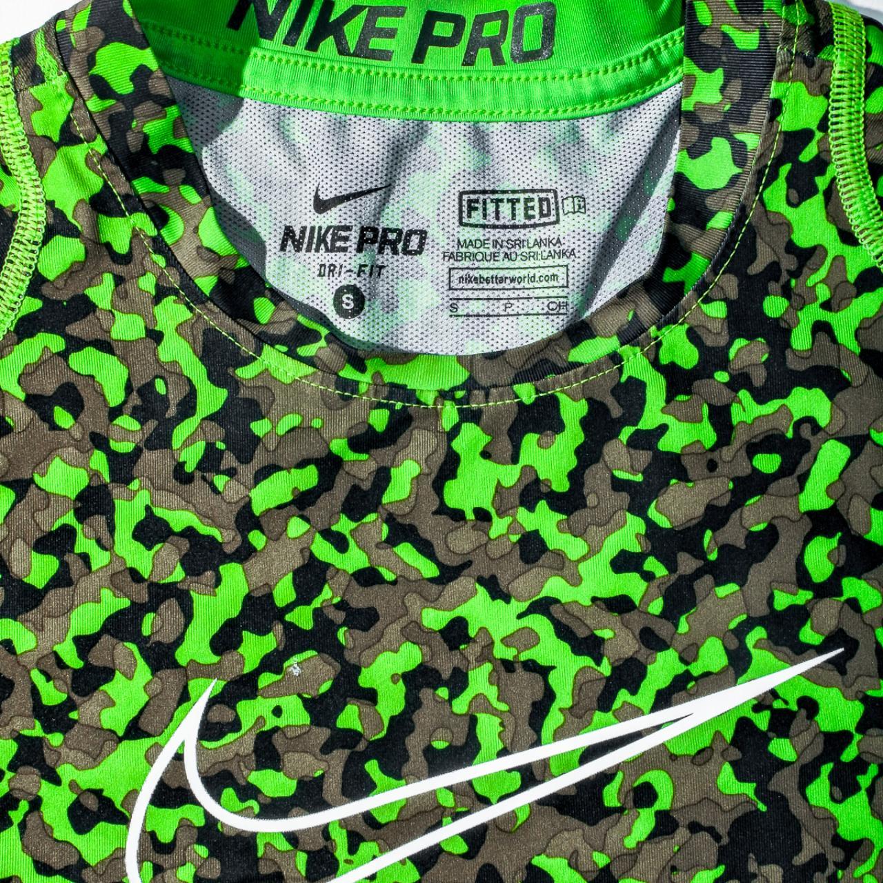 Nike Green Camo Print Running Shirt size small fits... - Depop