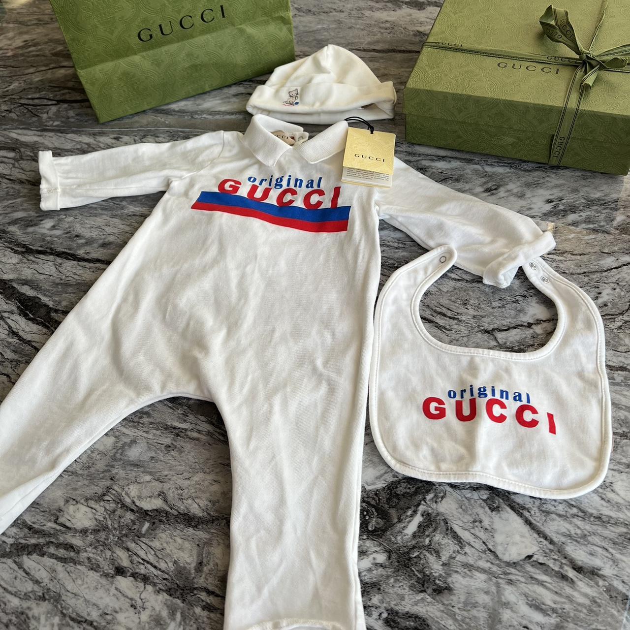 Gucci set(Baby cotton gift set) 3-6 months,worn once... - Depop