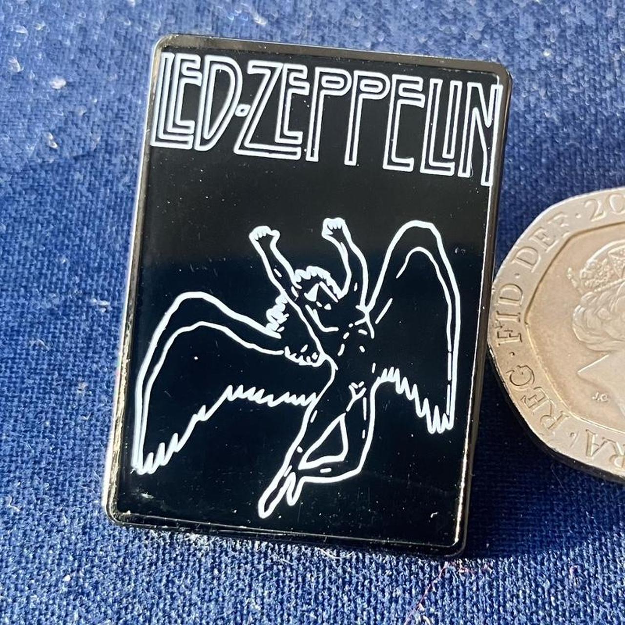 Led Zeppelin pin badge, black and white, 1.5 inches... | Depop