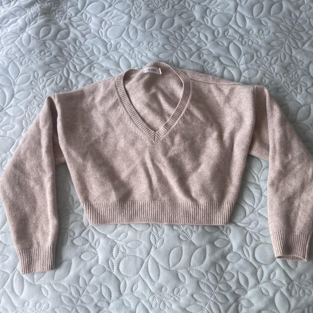 cropped glassons knitted sweater size S in great... - Depop