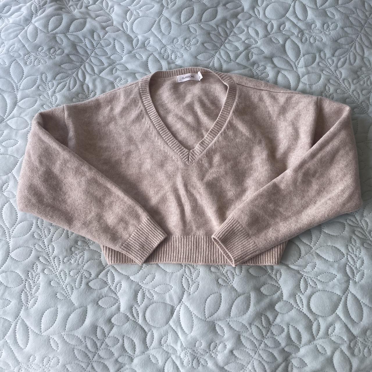 cropped glassons knitted sweater size S in great... - Depop