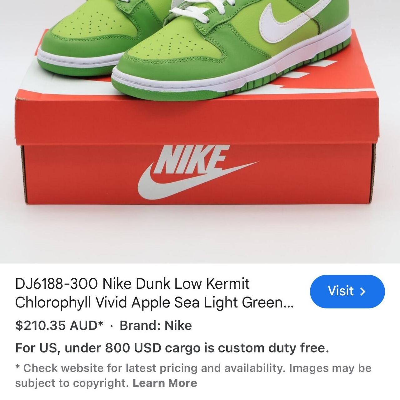 Only worn once! Green Nike Dunks. Men size 7 women... - Depop