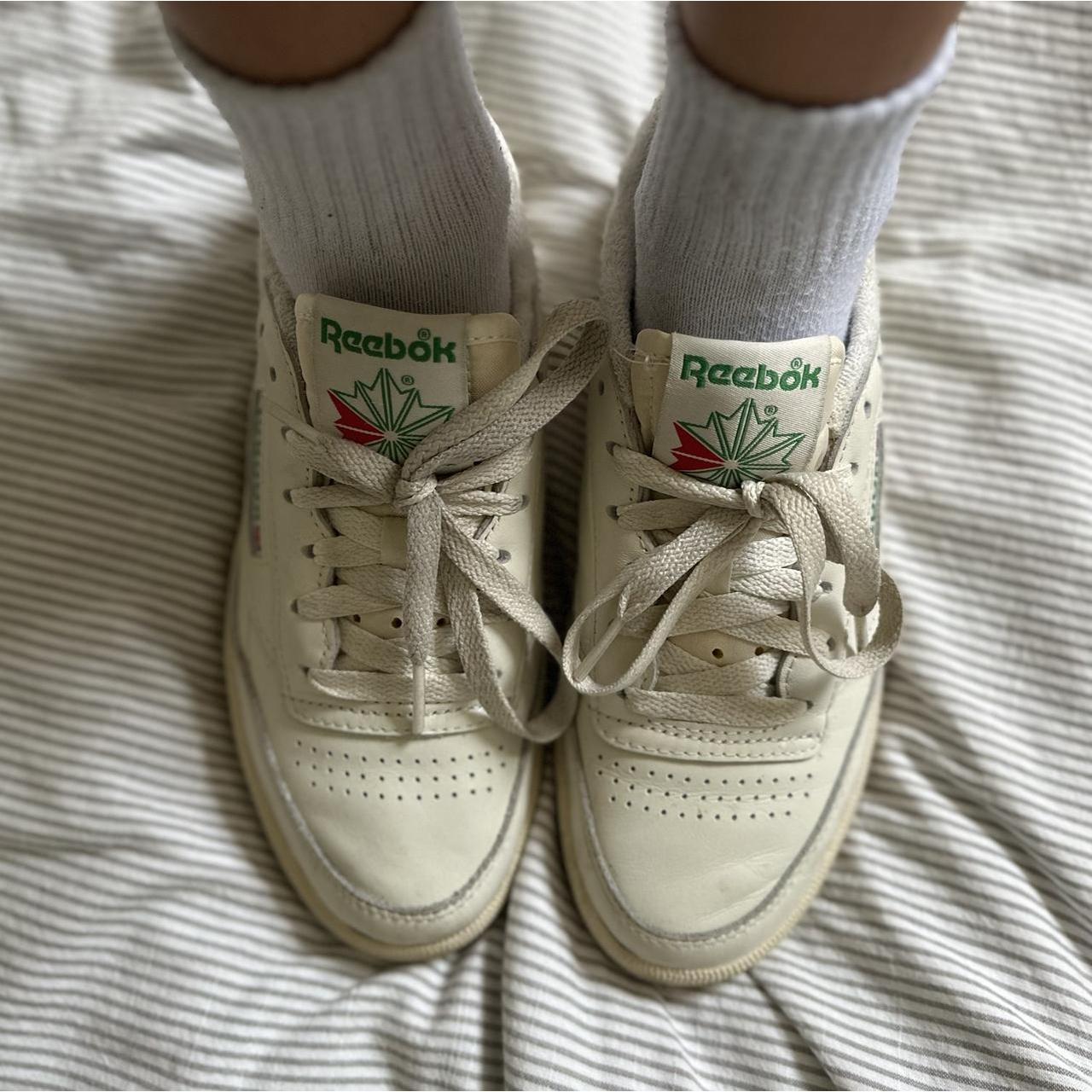 reebok off white club C85 vintage sneakers || only... - Depop