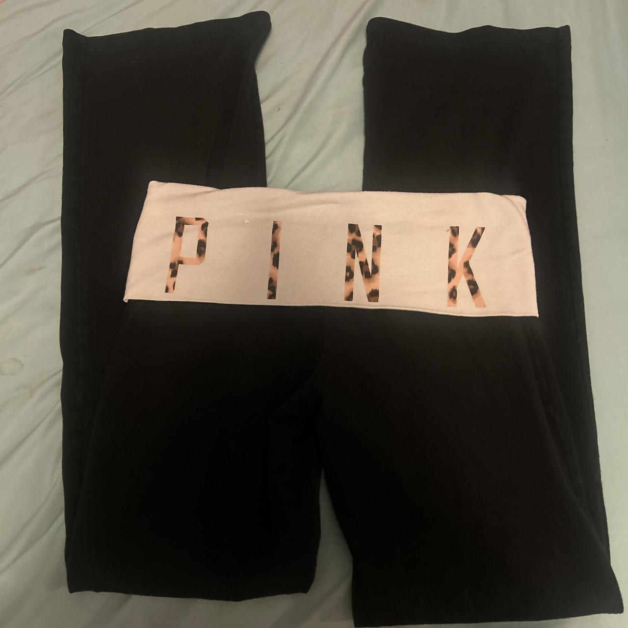 Victoria's Secret PINK leopard print logo yoga pants... | Depop
