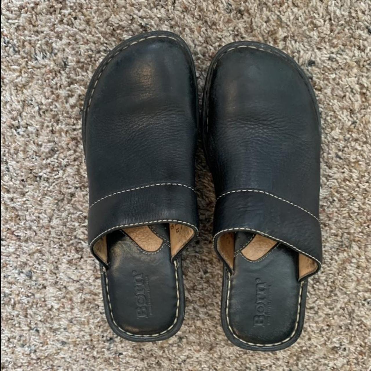 born clogs black with a two inch heel - Depop