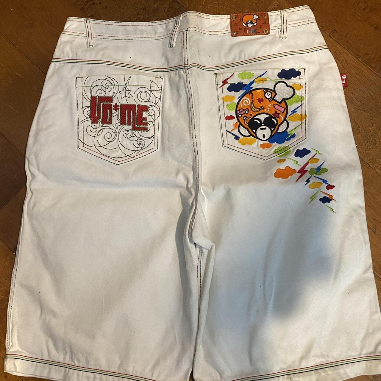 SUPER SICK RARE WHITE YOME JORTS COOL DESIGNS (... - Depop