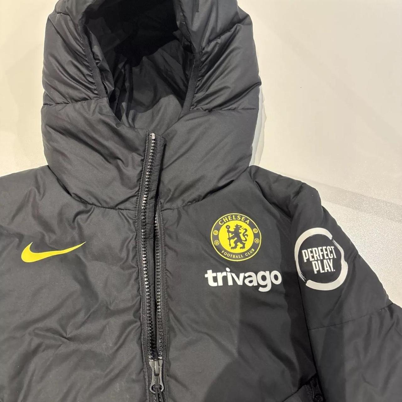 Black and yellow Chelsea puffer jacket #ChelseaFC - Depop
