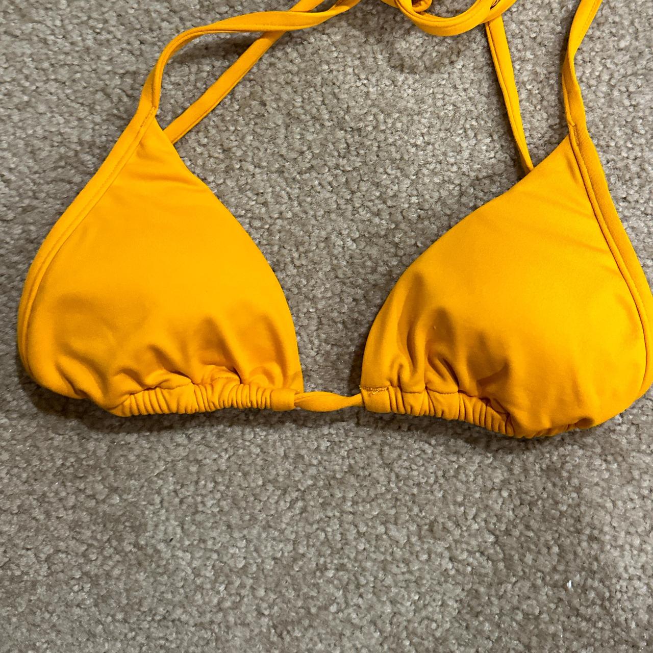 XS orange triangle bikini swim top. - Depop
