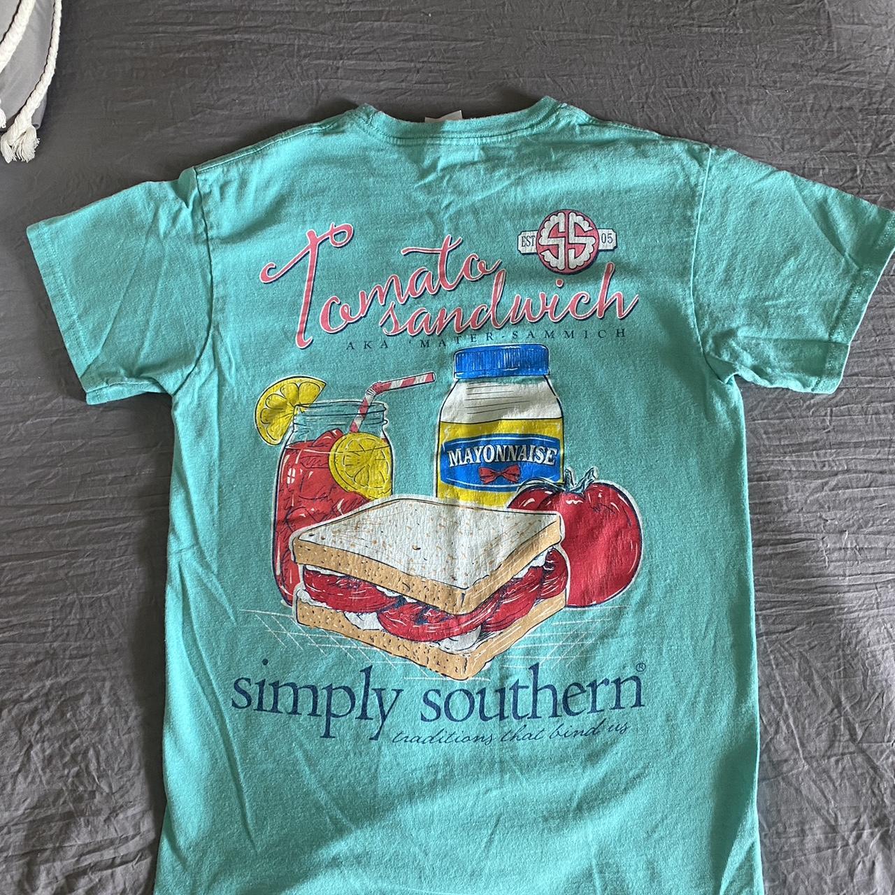 Women’s Teal Simply Southern Mater Sammich size... - Depop