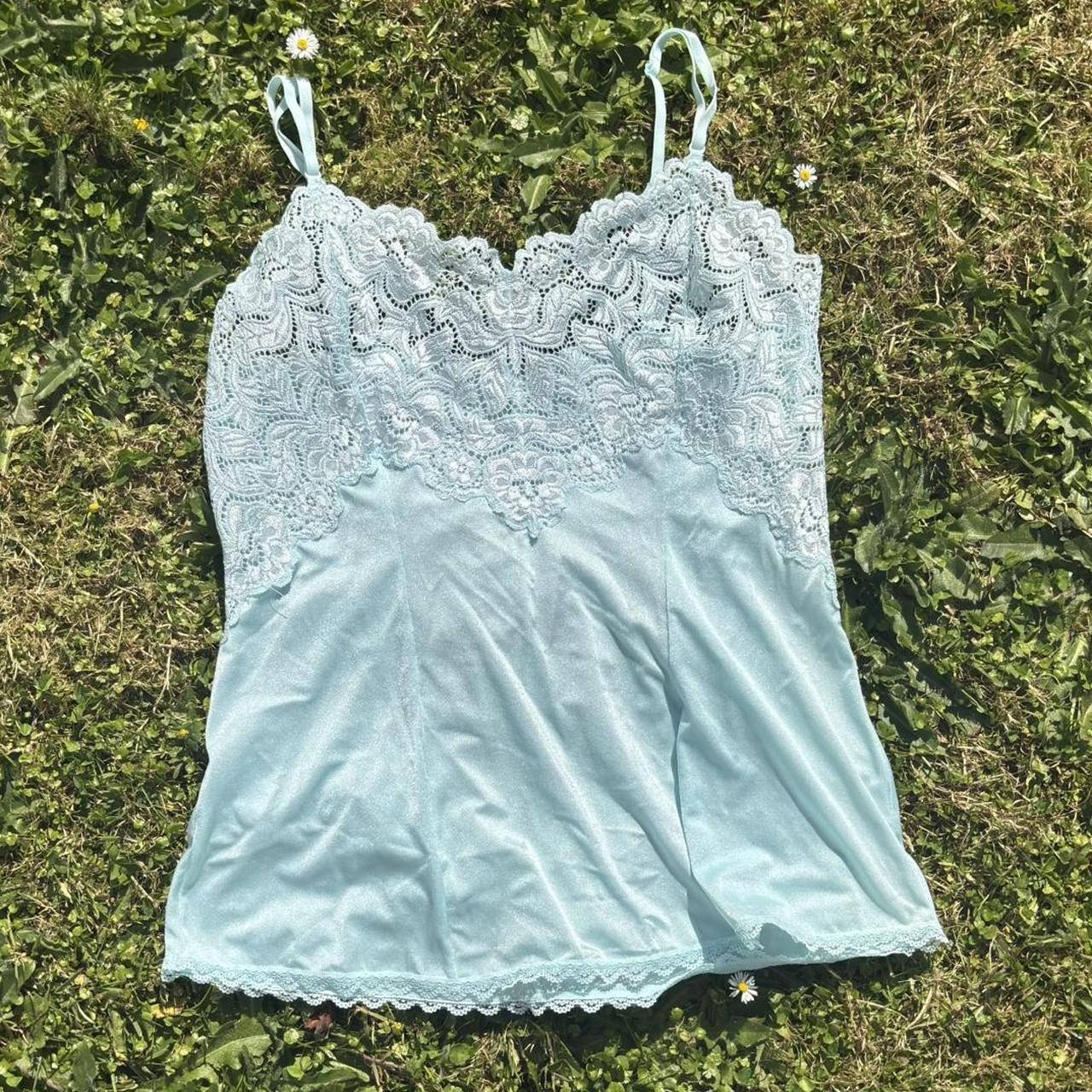 Blue lace & silk cami top. Gorgeous, great... - Depop