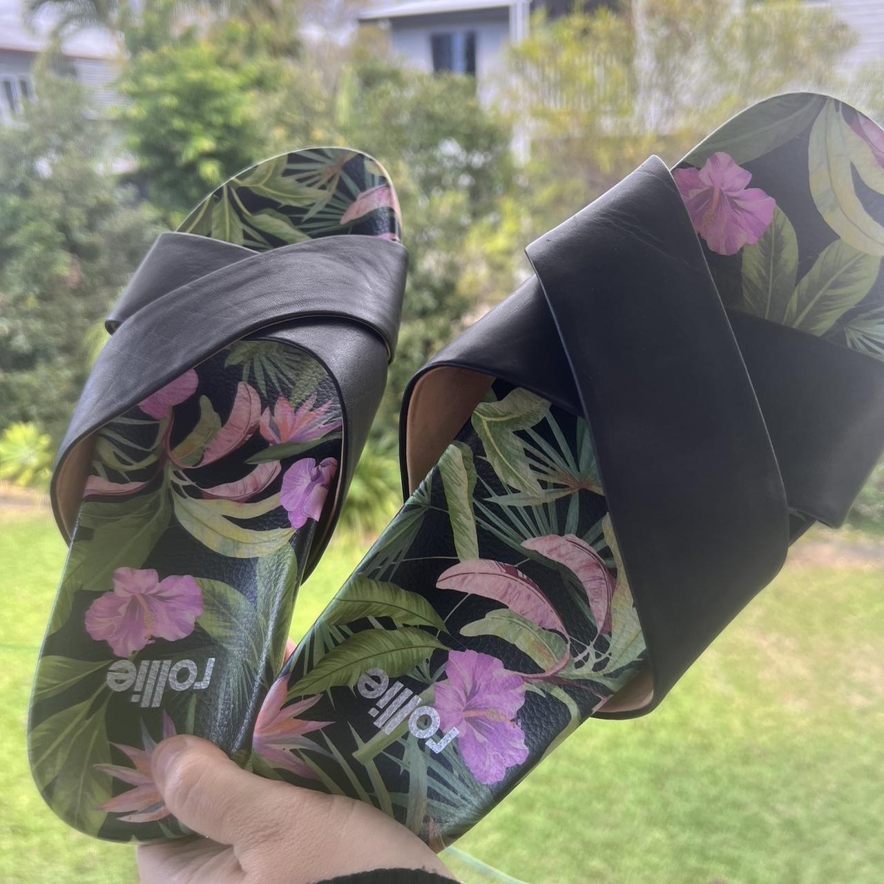 Rollie slides Brand new Sz 39 - aus 8 Floral design - Depop