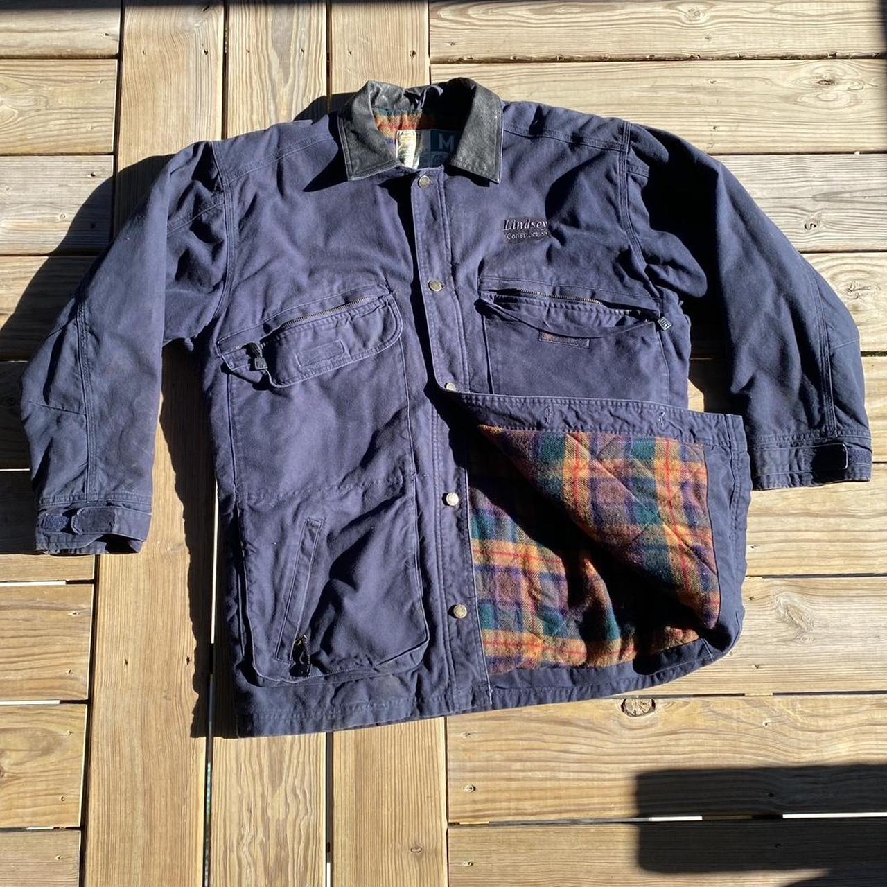 Vintage workwear button-up chore jacket. Material... - Depop