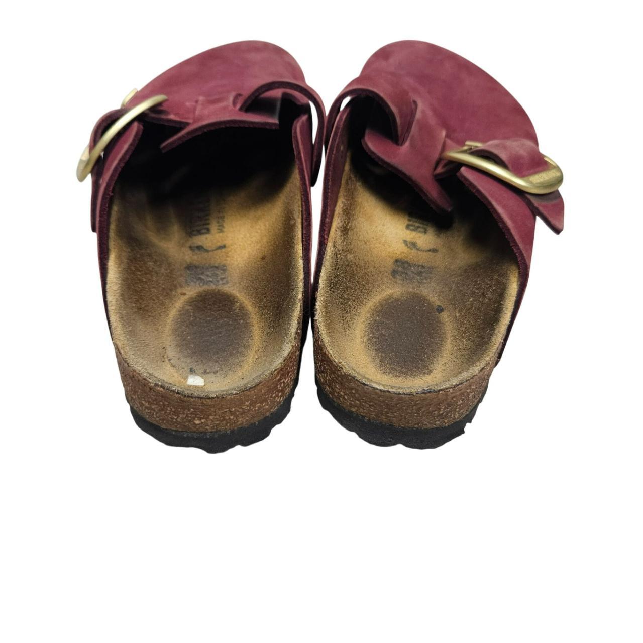 Birkenstock Boston Clogs 38 7 Maroon Suede Leather... - Depop