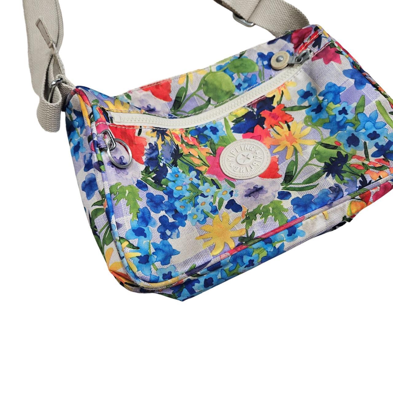 Kipling Floral Crossbody Bag Adjustable Strap Front... | Depop