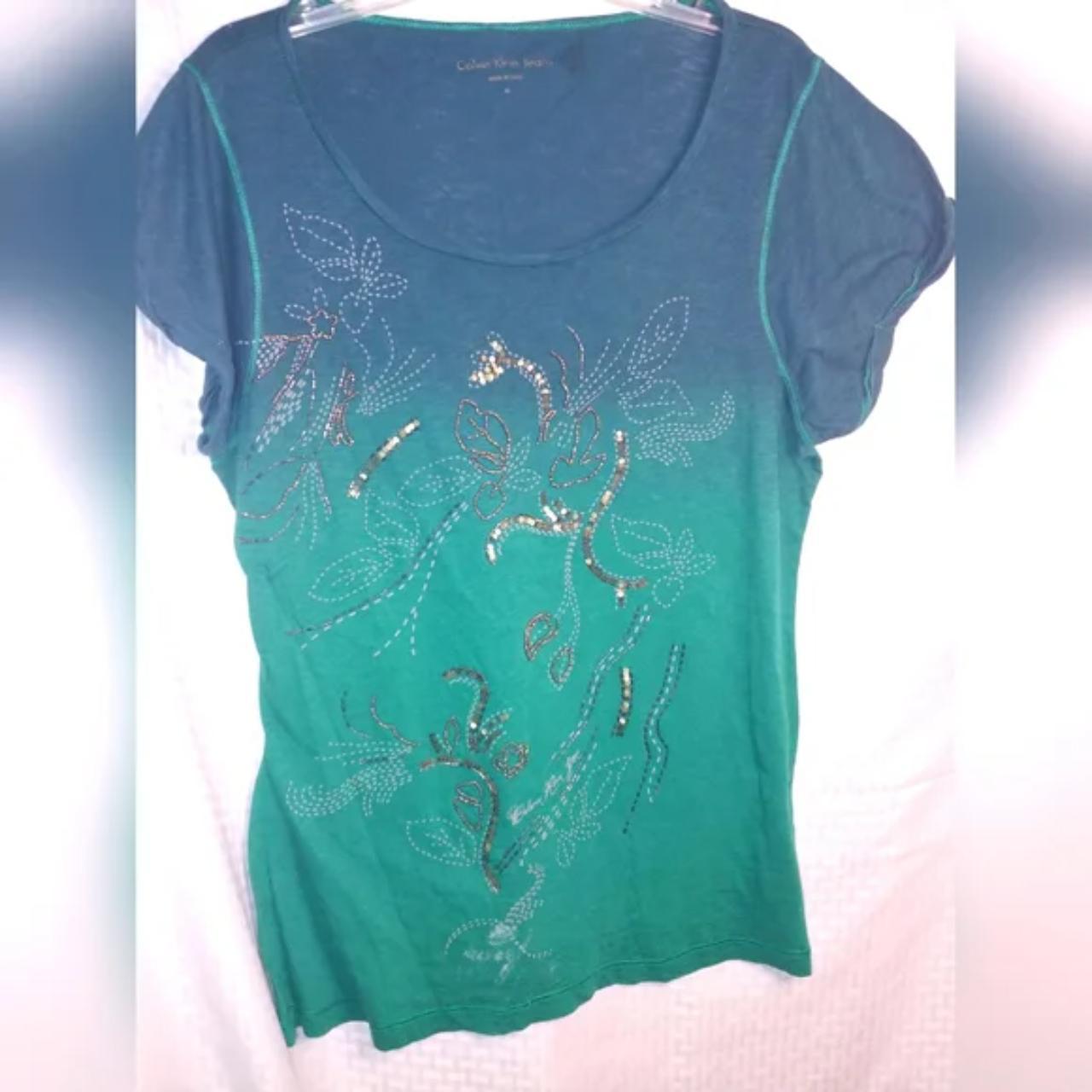 Calvin Klein Jeans Womens Blue T Shirt Depop
