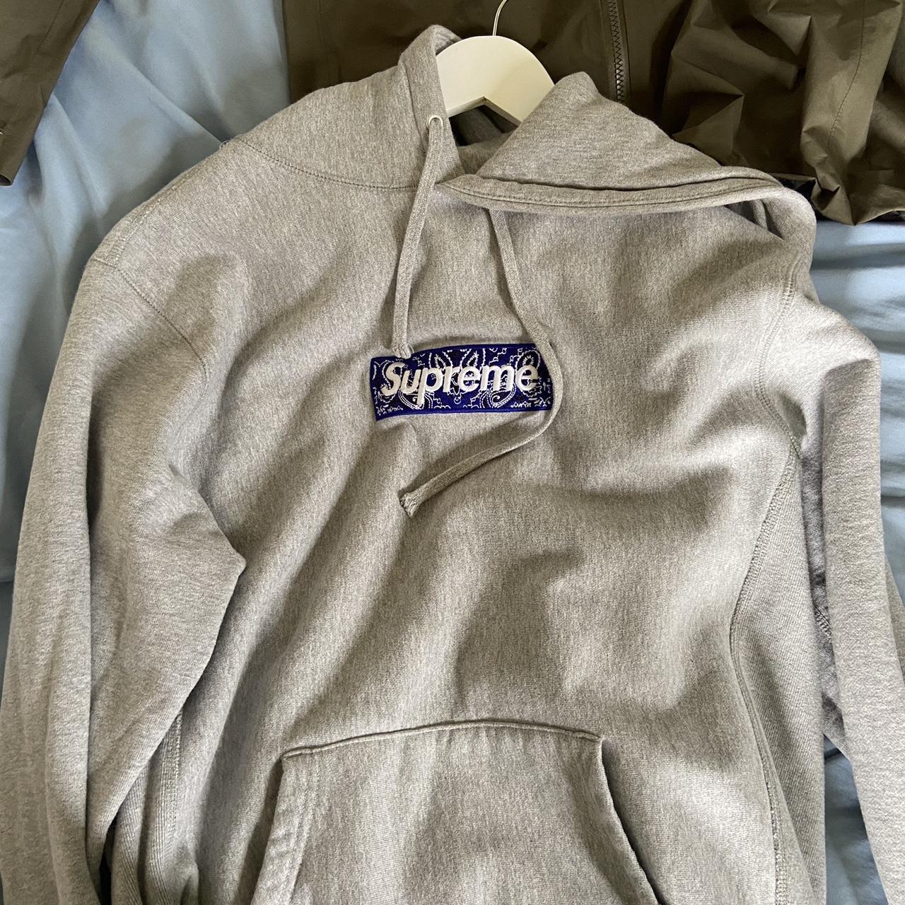 Grey supreme hoodie only worn a few times to small... - Depop
