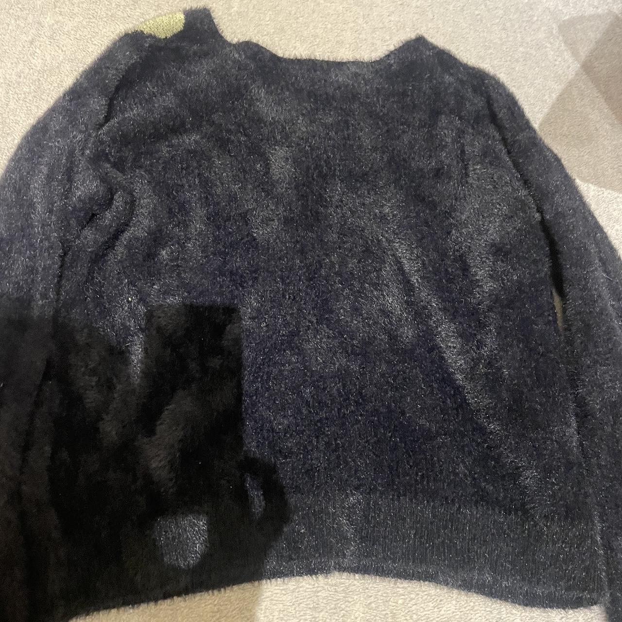 Fluffy Black Skull Jumper Bust: 50cm Length:... - Depop