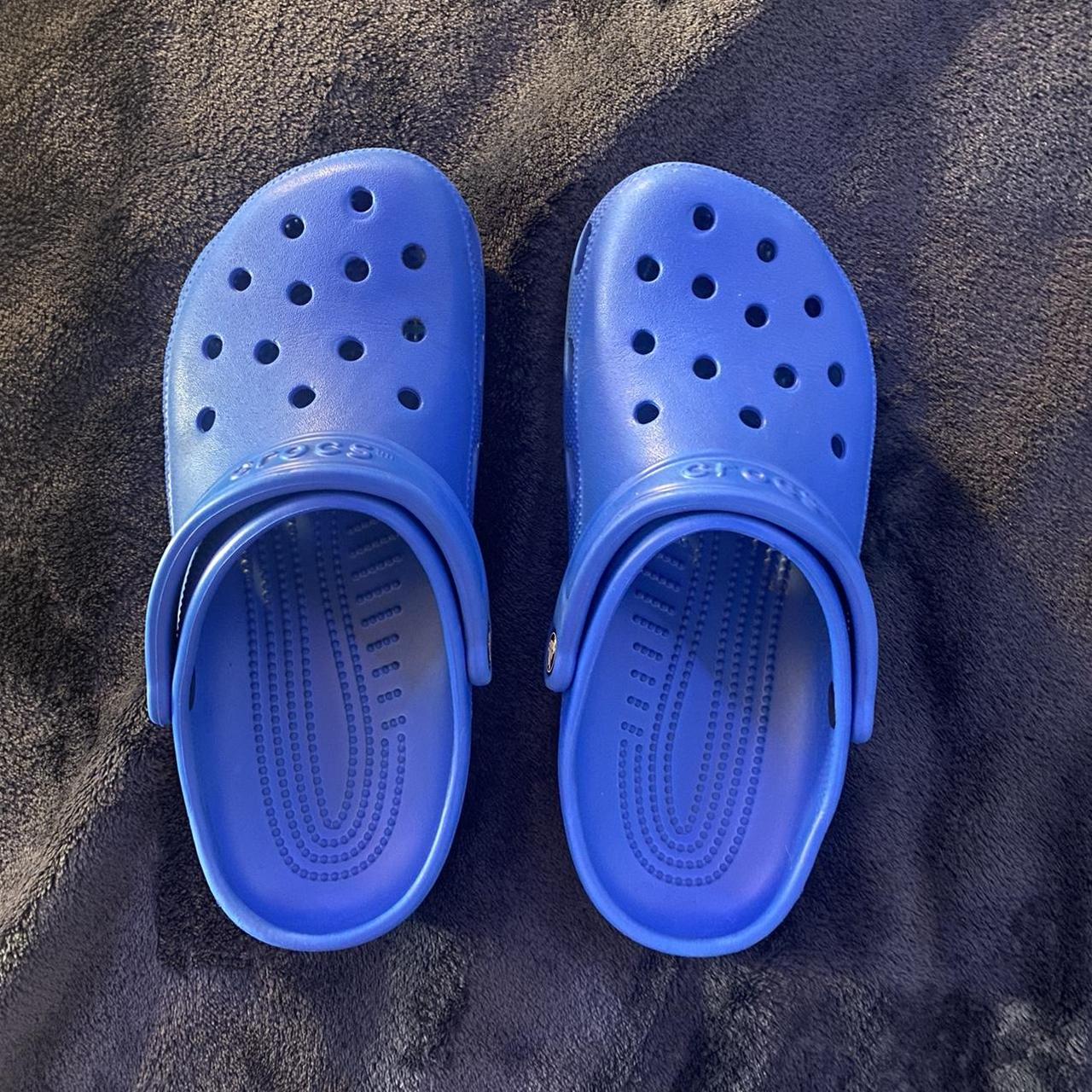 blue crocs - good condition - only worn twice -... - Depop