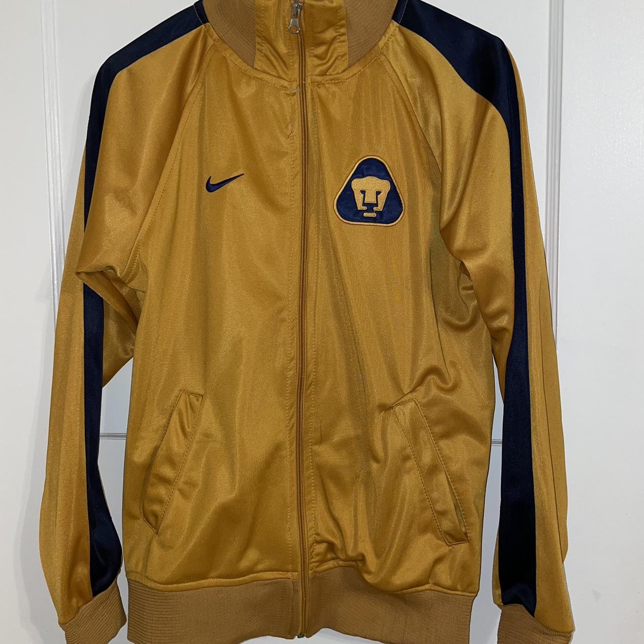 Pumas UNAM Gold and Blue Nike Soccer Jacket #pumas... - Depop
