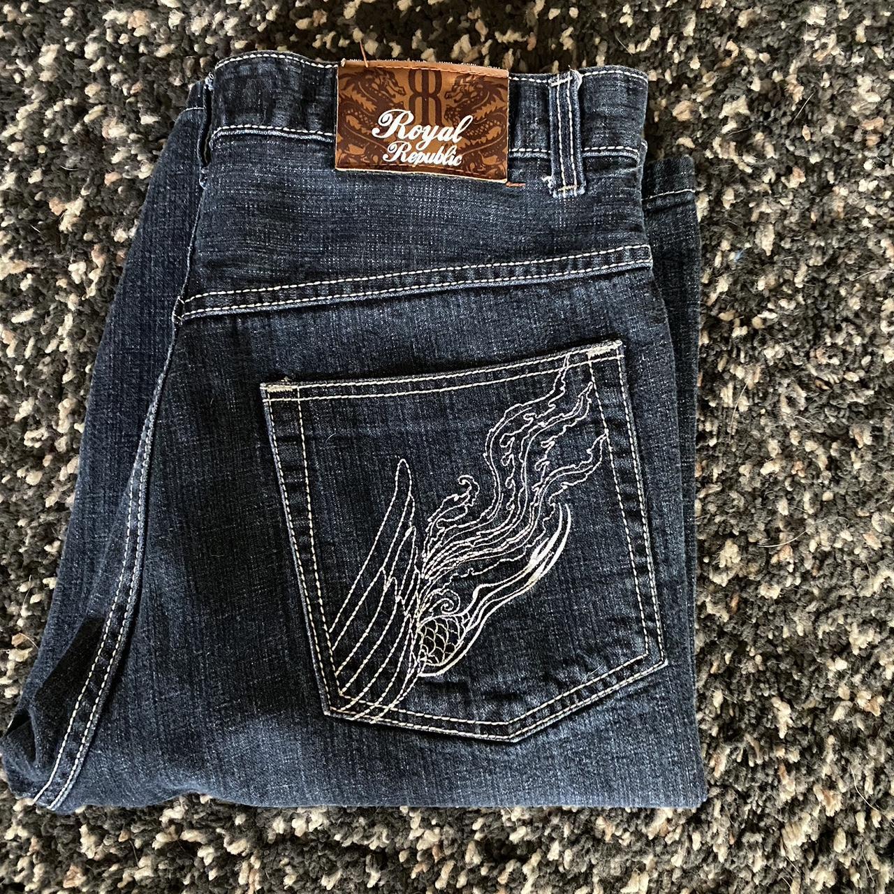 Y2K Royal Republic Jorts Size 36 Super cool designs - Depop