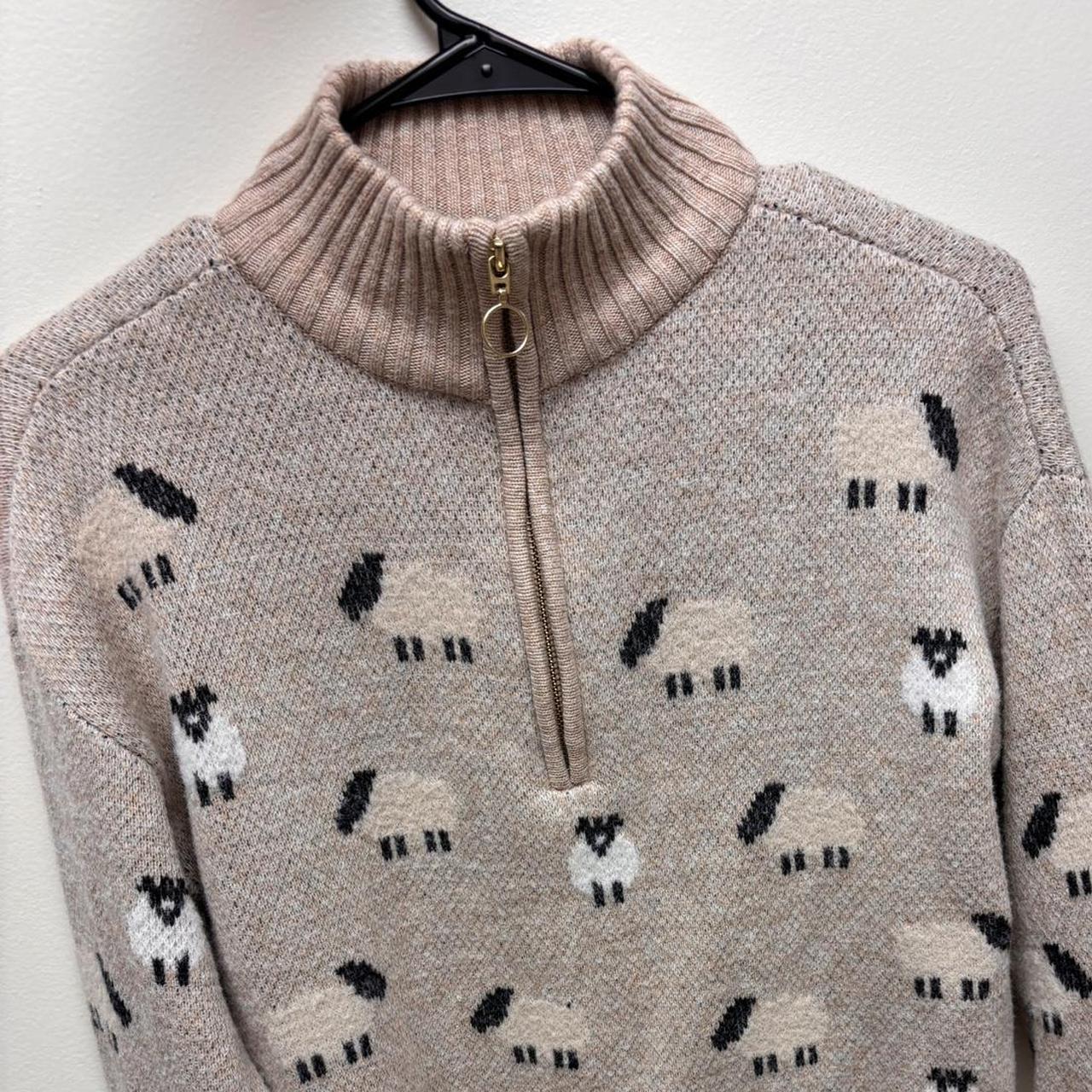 Cream and black sheep sweater #cozy #sweater #winterfit - Depop