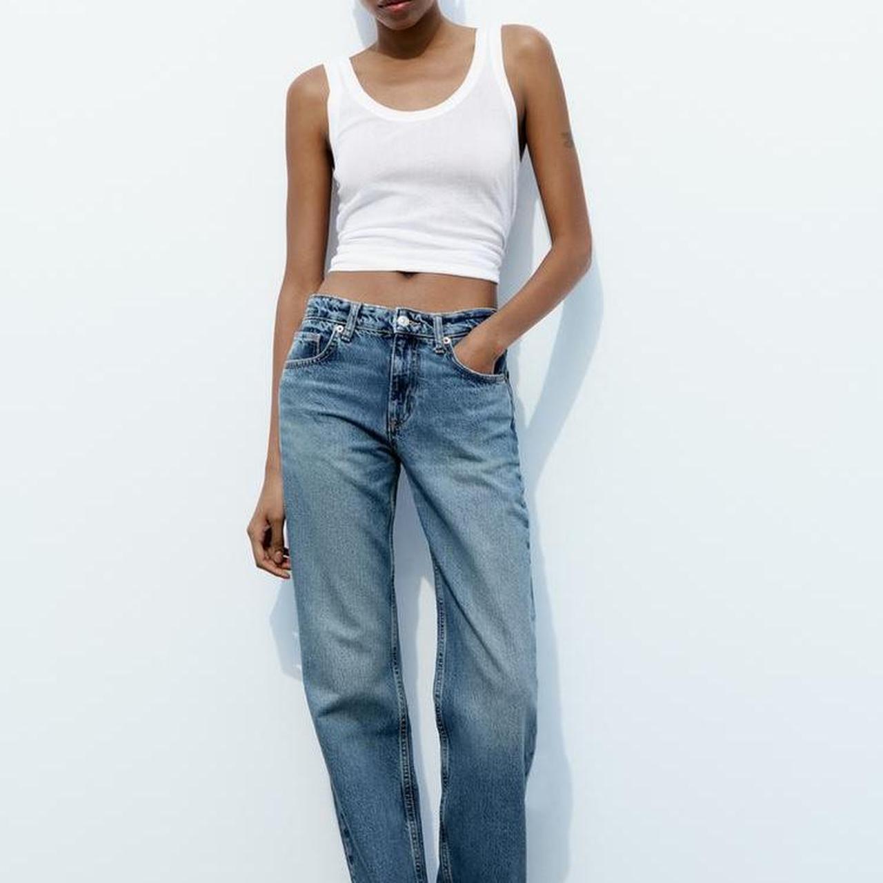 zara FULL LENGTH TRF MID-RISE WIDE LEG JEANS BRAND... - Depop