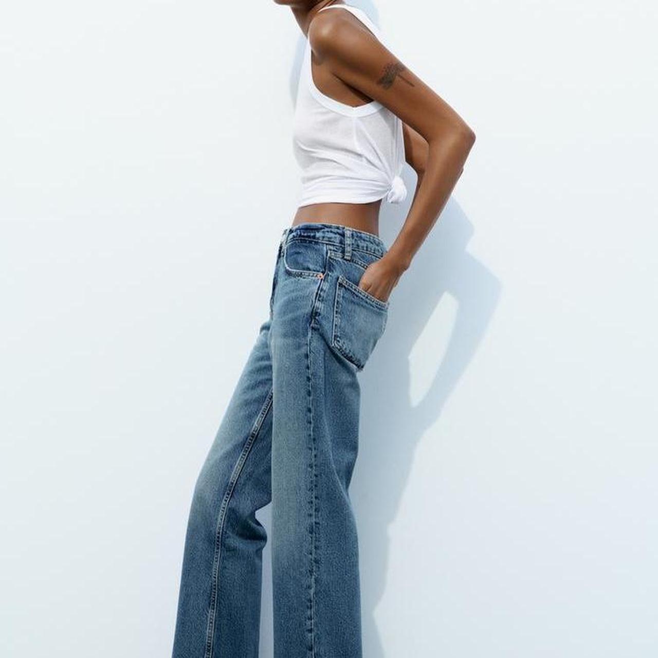 zara FULL LENGTH TRF MID-RISE WIDE LEG JEANS BRAND... - Depop